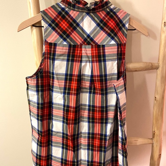 J. Crew | Tops | J Crew Stewart Tartan Plaid Ruffle Poplin K593 | Poshmark